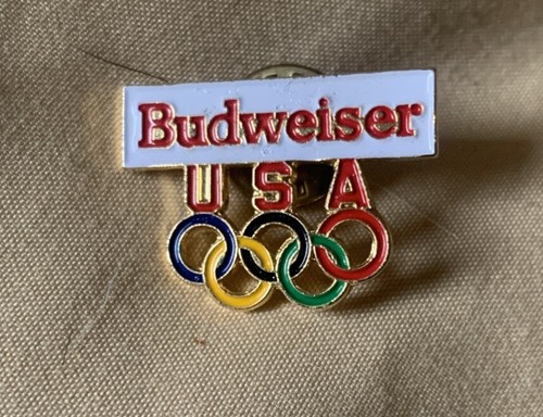 1996 OLYMPIC PIN BUDWEISER PIN USA WITH OLYMPIC RINGS PIN NOC Atlanta ...