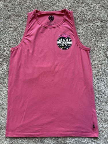 Maui And Sons Logo Tank Top Mens Size Small Sleeveless Shirt Deep Coral ...