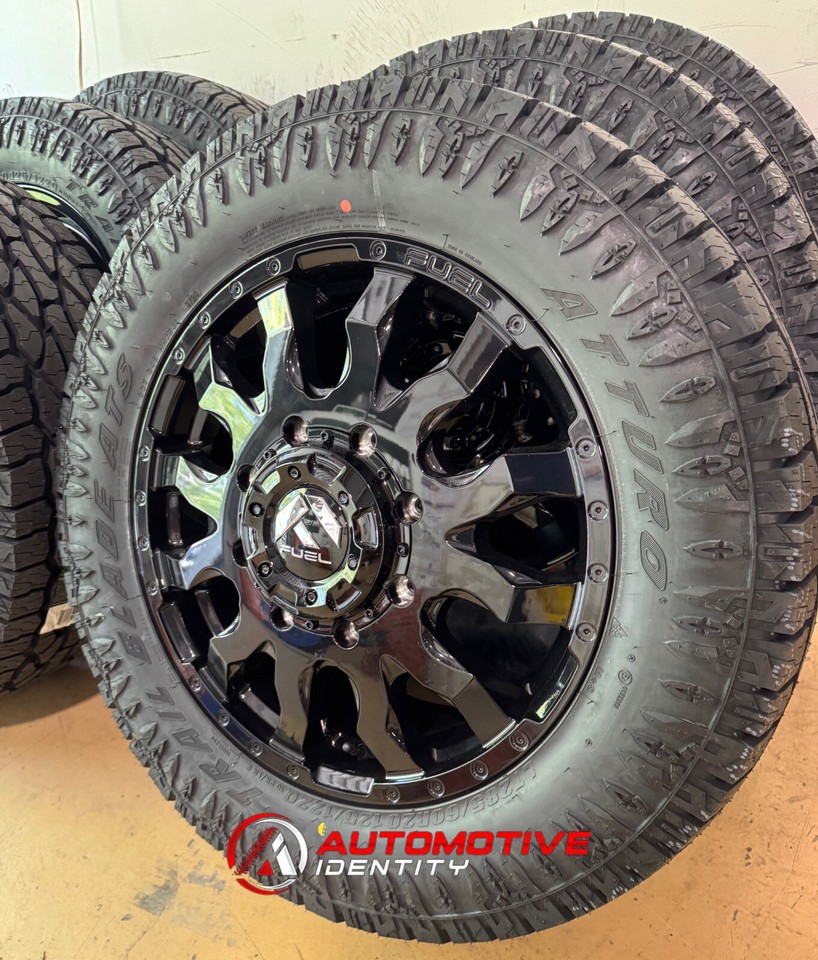 20" Fuel Blitz D675 Dually Wheels 2856020 33 AT Tires 8x200 Ford Super ...