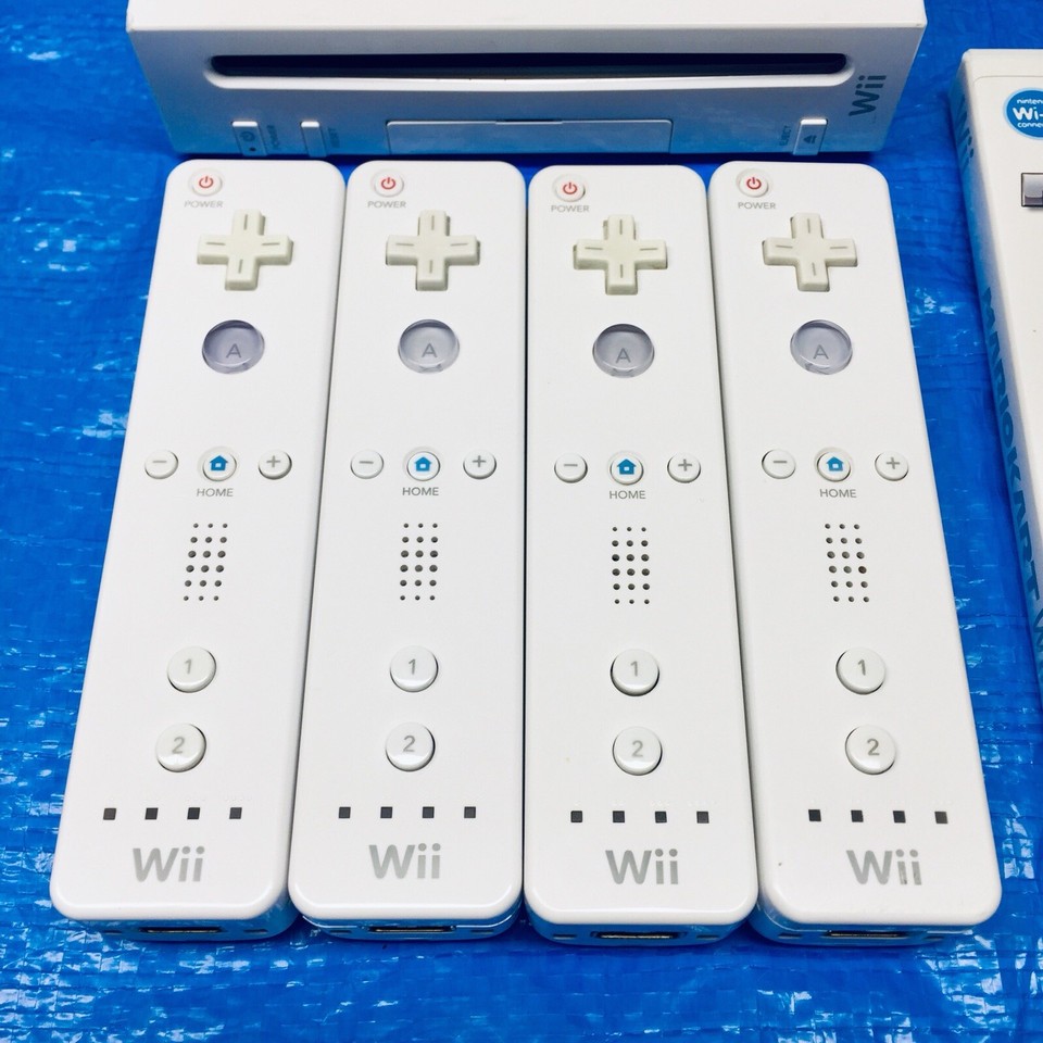 Nintendo Wii Console with 4 Controllers Remotes + Mario Kart | eBay