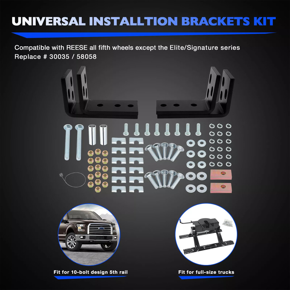 Fifth Wheel Mounting Rail Kit Trailer Hitch Mount Steel For Reese 30035 ...