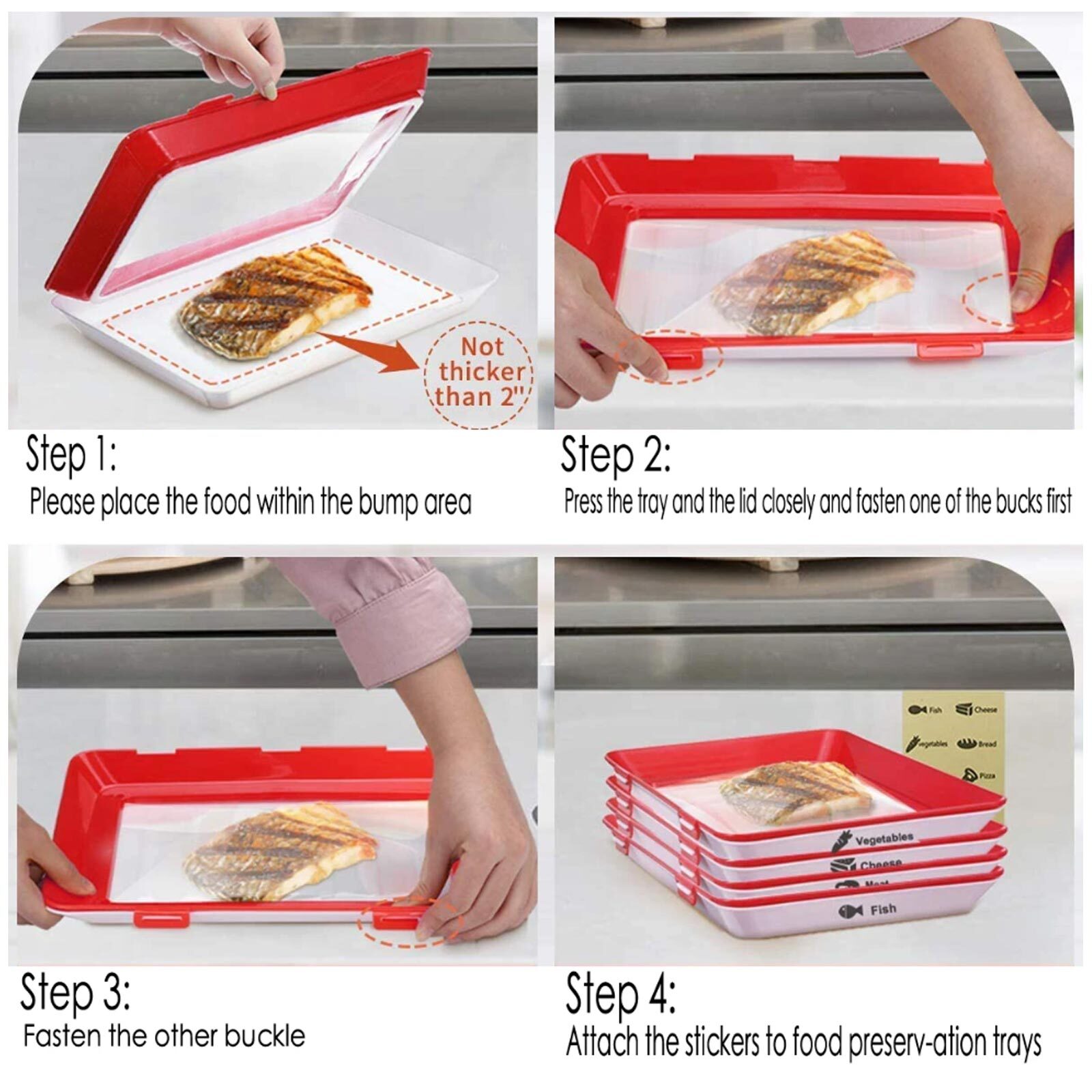 Reusable Healthy Food Preservation Film Tray Airtight Preserving ...
