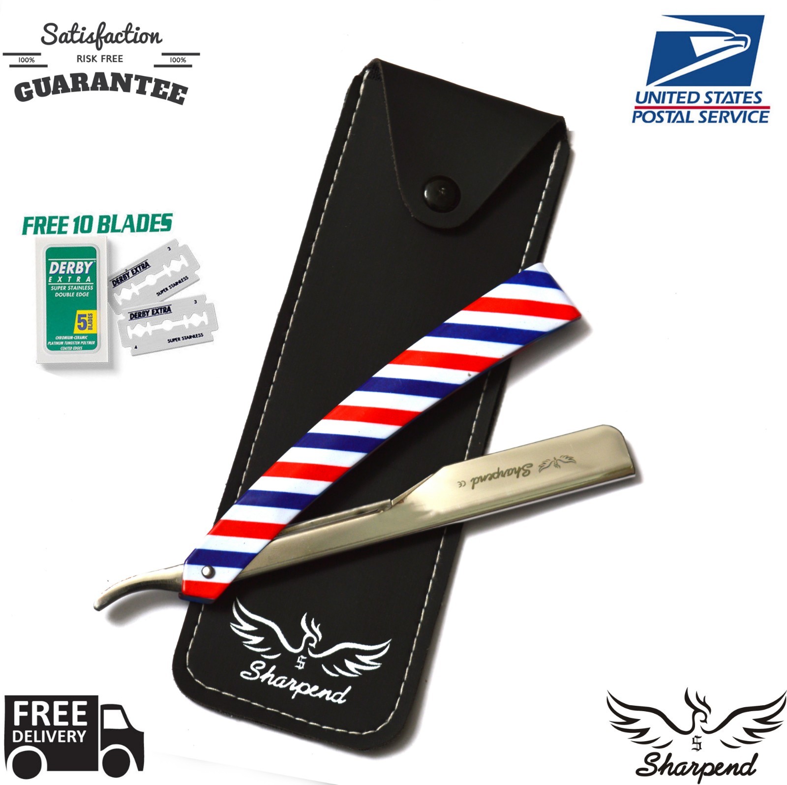 POLE BARBER SALON STRAIGHT CUT THROAT SHAVING RAZOR RASOIRS RASOI WITH ...