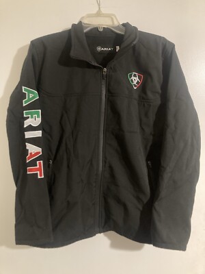 Ariat Jacket Team Mexico Men Small Black Softshell Logo Flag ...