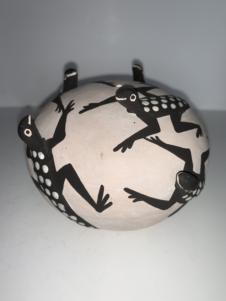 Native American LIZARD Seed Pot Acoma Pueblo POTTERY Signed N ...