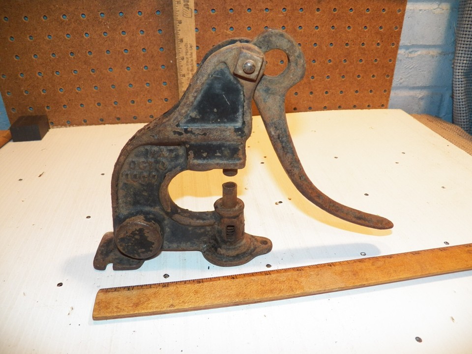 Vintage 1900s Cast Iron PONY Bench Mount Rivet Press Leather Punch Tool ...