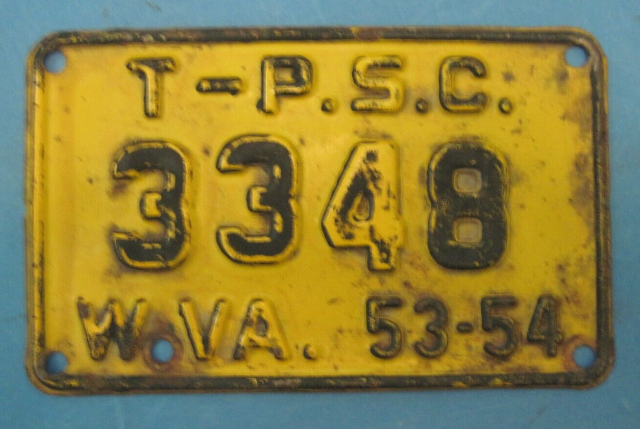 1953-54 West Virginia Trailer Public Service Commission license plate ...