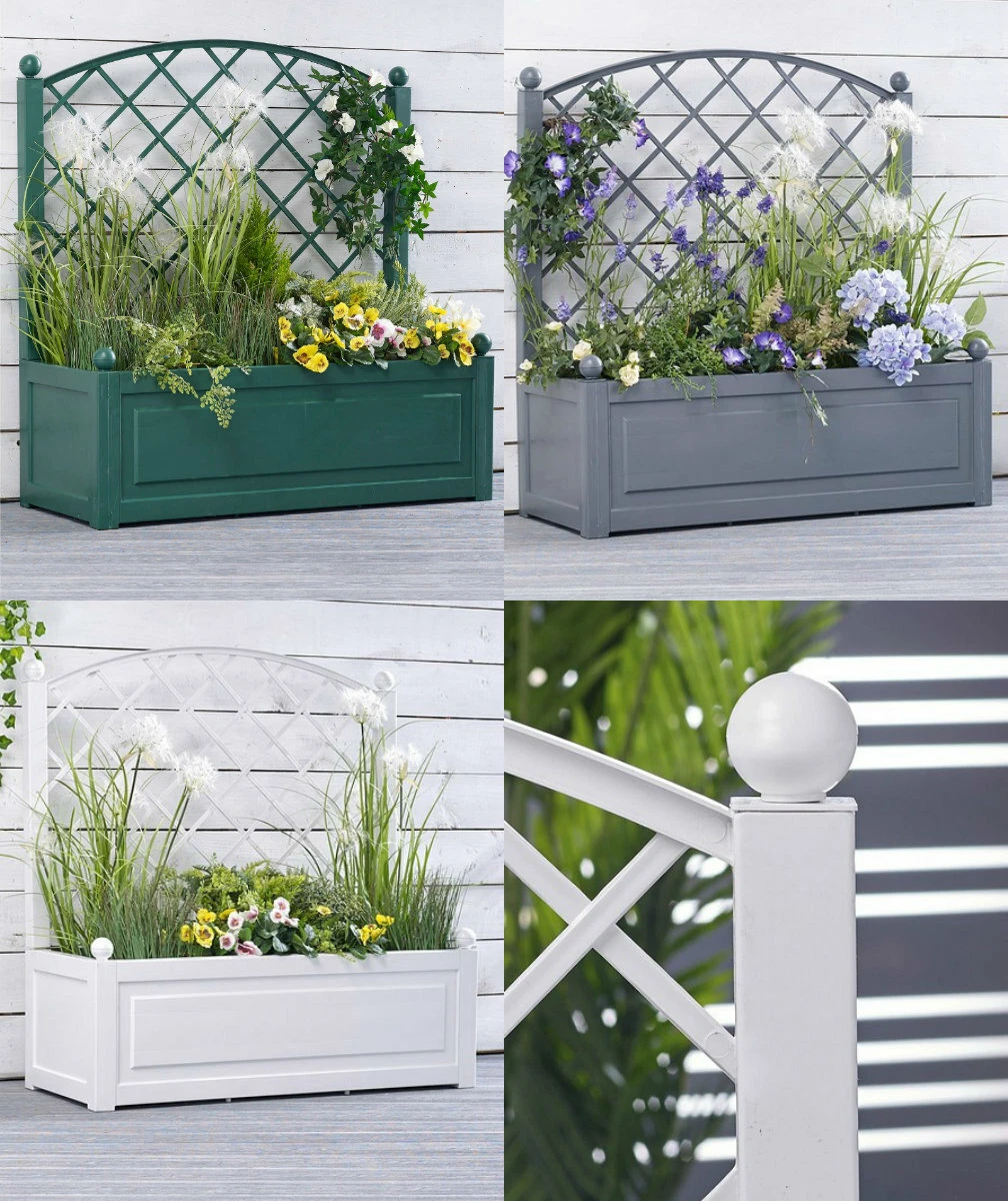 Resin Garden Planters With Trellis | Fasci Garden