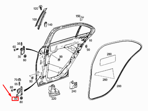 MERCEDES-BENZ C W205 Rear Right Lower Door Hinge A2057301237 NEW ...