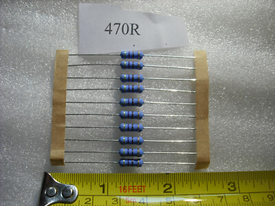 10x 470r ohm 1w metal oxide resistor set 1-watt 5% 470 axial 470Ω Ω ...