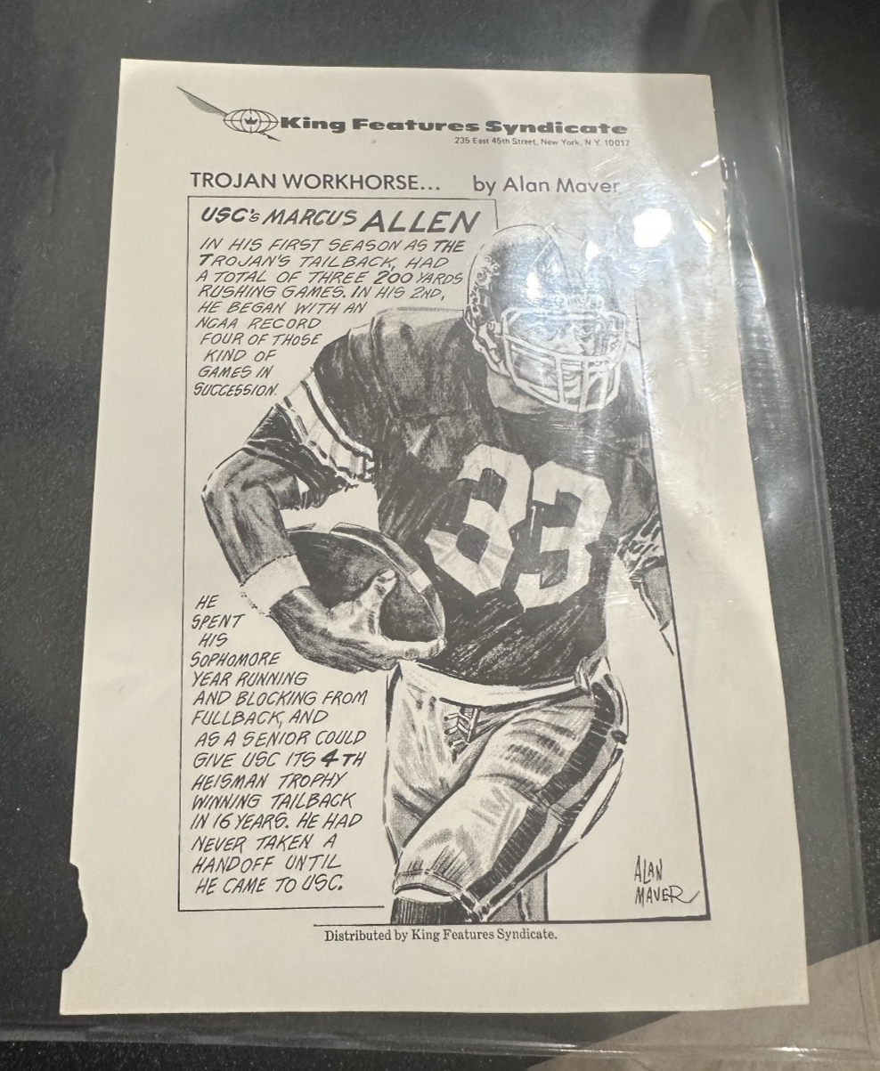King Features Syndicate Alan Maver TROJAN WORKHORSE MARCUS ALLEN SCARCE ...