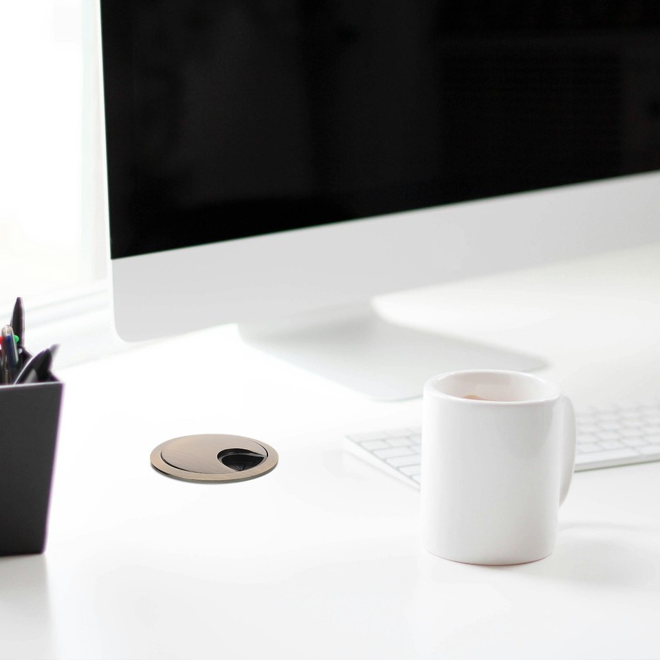 2 Pcs Zinc Alloy Desktop Cable Hole Plug Round Wire Hole Cover Cord ...