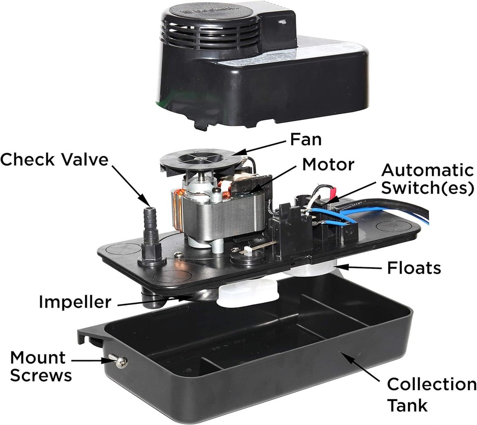 Beckett CL201UL Low Profile Condensate Pump 0.85 quart collection tank ...