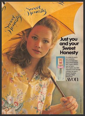 Avon Sweet Honesty 1970s Print Advertisement 1977 Girl Umbrella | eBay