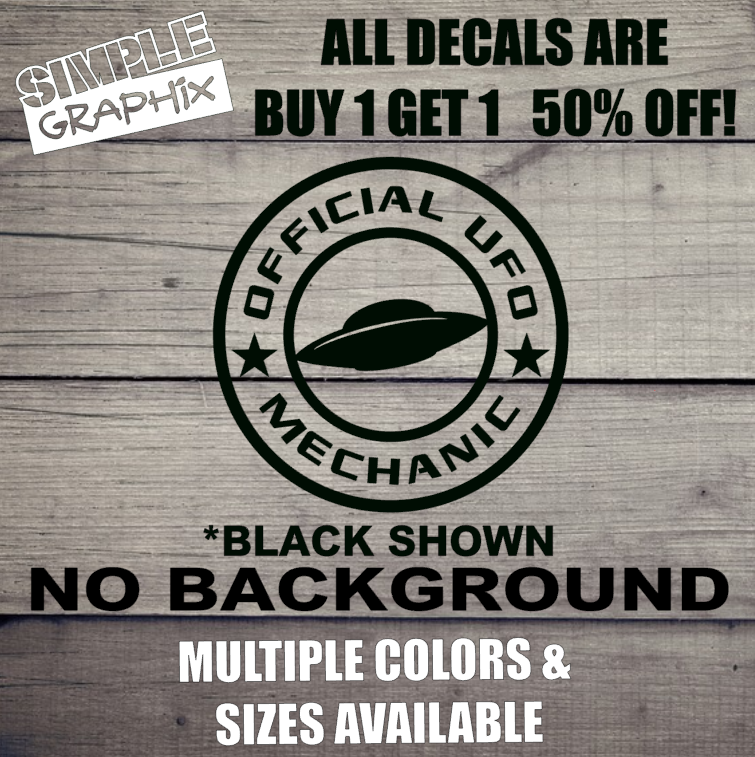 OFFICIAL UFO MECHANIC Vinyl Decal, Bumper Sticker, Funny, Mechanic ...