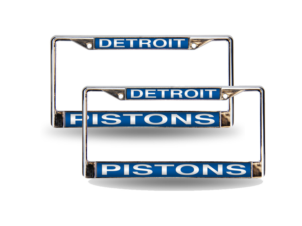 Detroit Pistons NBA Chrome Metal (Set of 2) Laser Cut License Plate ...