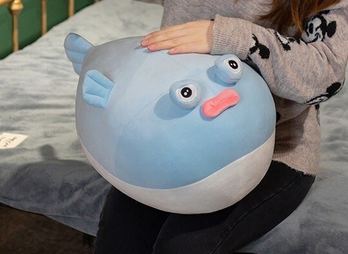 Blue Large Puffer Fish 12" Hug Pillow Stuffed Animal Plush Toys Doll ...