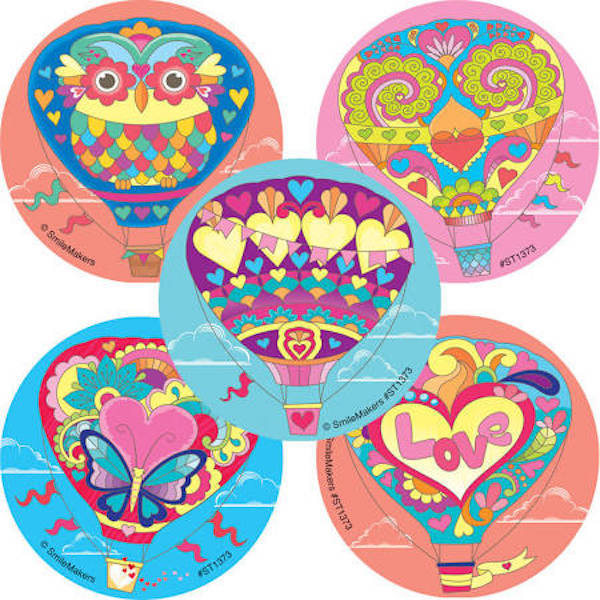 25 Decorative Hot Air Balloon Stickers Party Favors Teacher Supply ...