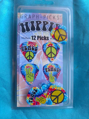 Graphic Picks Hippie Guitar Picks, 12 Picks per Pack, Medium Gauge, MPN ...