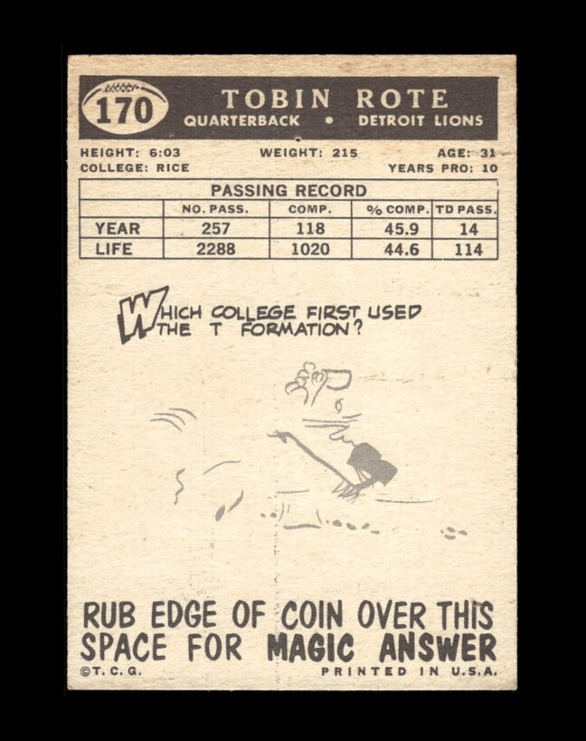 1959 Topps Set-Break #170 Tobin Rote EX-EXMINT *GMCARDS* | eBay