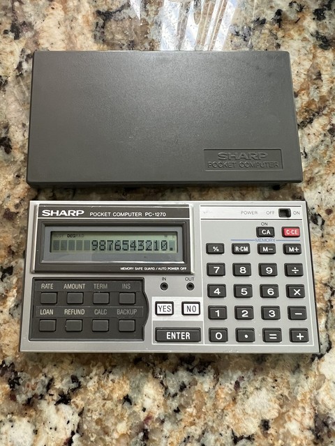 Sharp PC-1270 Pocket Computer with Pygmy Cartridge and Cover Good Shape ...