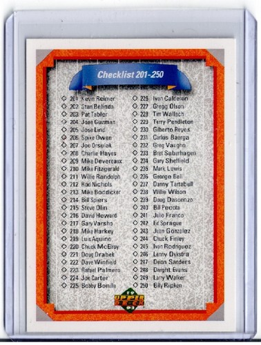 1992 Upper Deck Checklist 201-300 Card 300 Mint | eBay