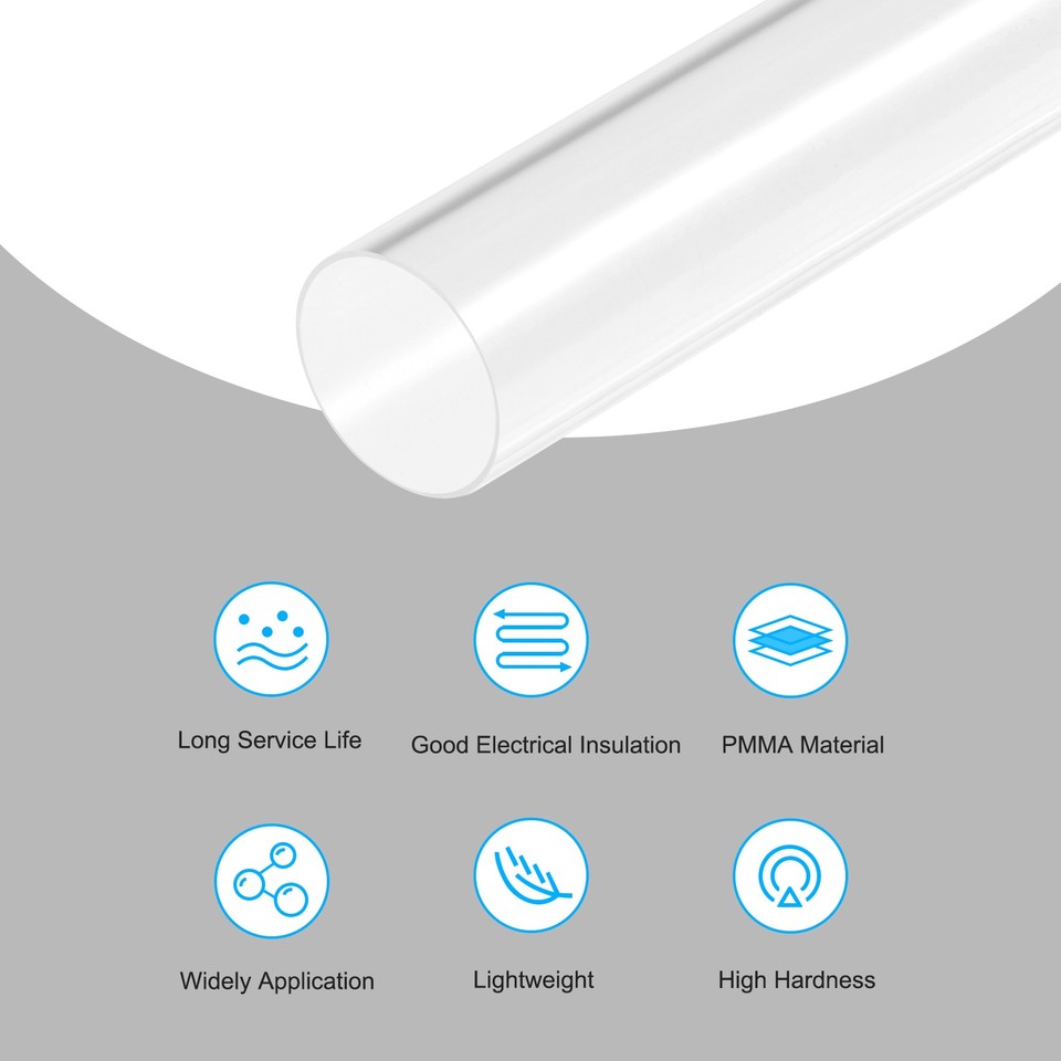 56mm ID 60mm OD 18" Acrylic Pipe Clear Rigid Round Tube for Water ...