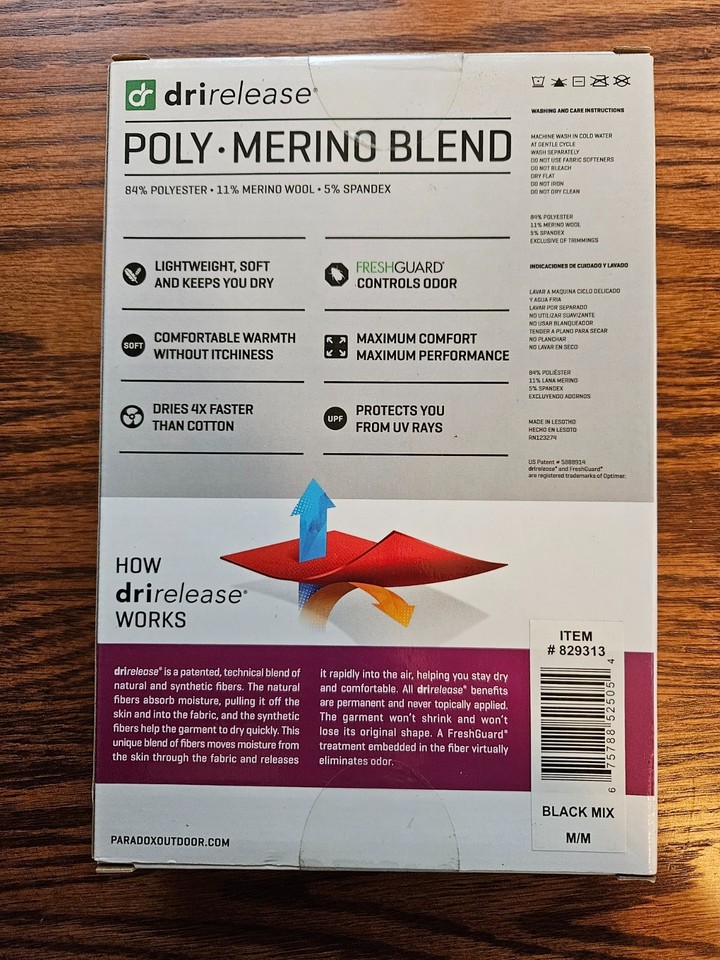 Paradox DriRelease Women's Bottom Base Layer Black Size Medium Poly-Merino Blend | eBay