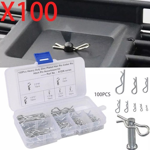 100Pcs Steel R Clips Spring Lynch Hitch Cotter Hair Pin Assortment Tool ...
