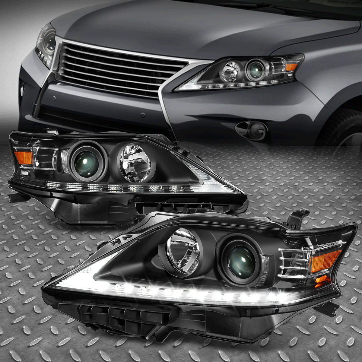 [LED DRL] FOR 13-15 LEXUS RX350 RX450H PROJECTOR HEADLIGHT LAMPS SET ...