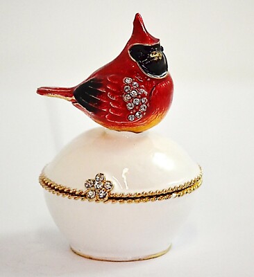 Hand Made Cardinal on Trinket Box. Made with Swarovski Crystals ...