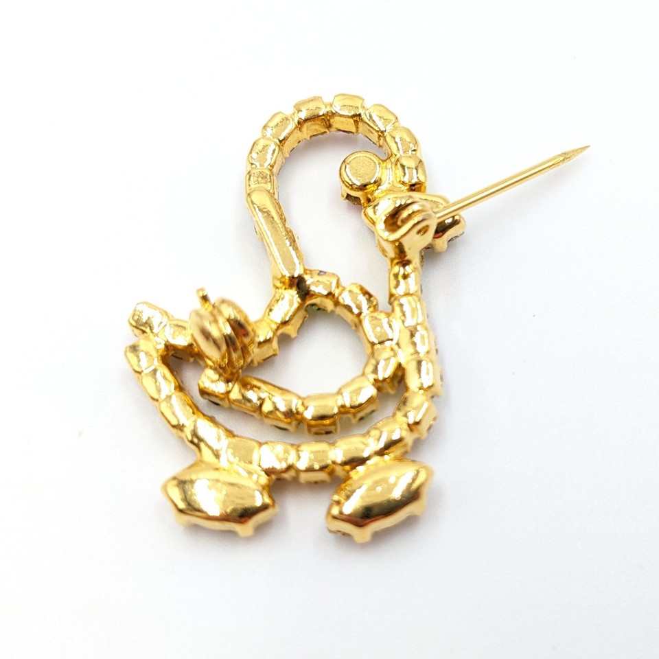 Glass Rhinestone Unmarked Pin Duck Gold Tone Spring Easter | eBay