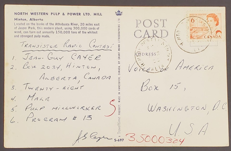 North Western Pulp & Power LTD. Mill, Hinton, Alberta, Canada PC ...