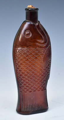 Antique Light/Medium Amber Glass Cod Liver Oil Fish Bottle | eBay