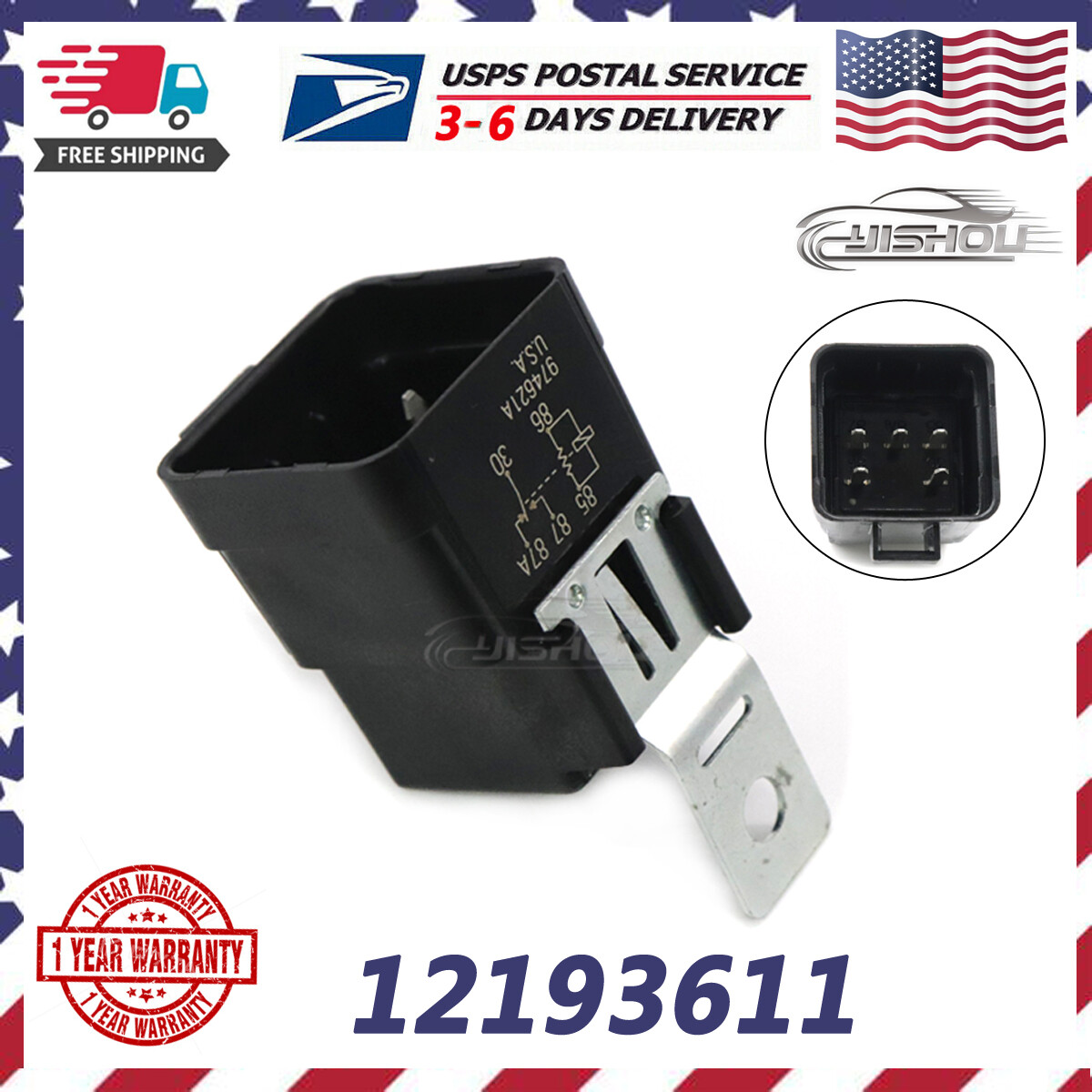 Accessory Power Blower Motor Relay 12193611 VF28-65F14-P01 12077864 ...