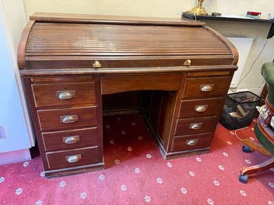 antique oak roll top desk 128cm wide 80cm deep 95cm high | eBay UK