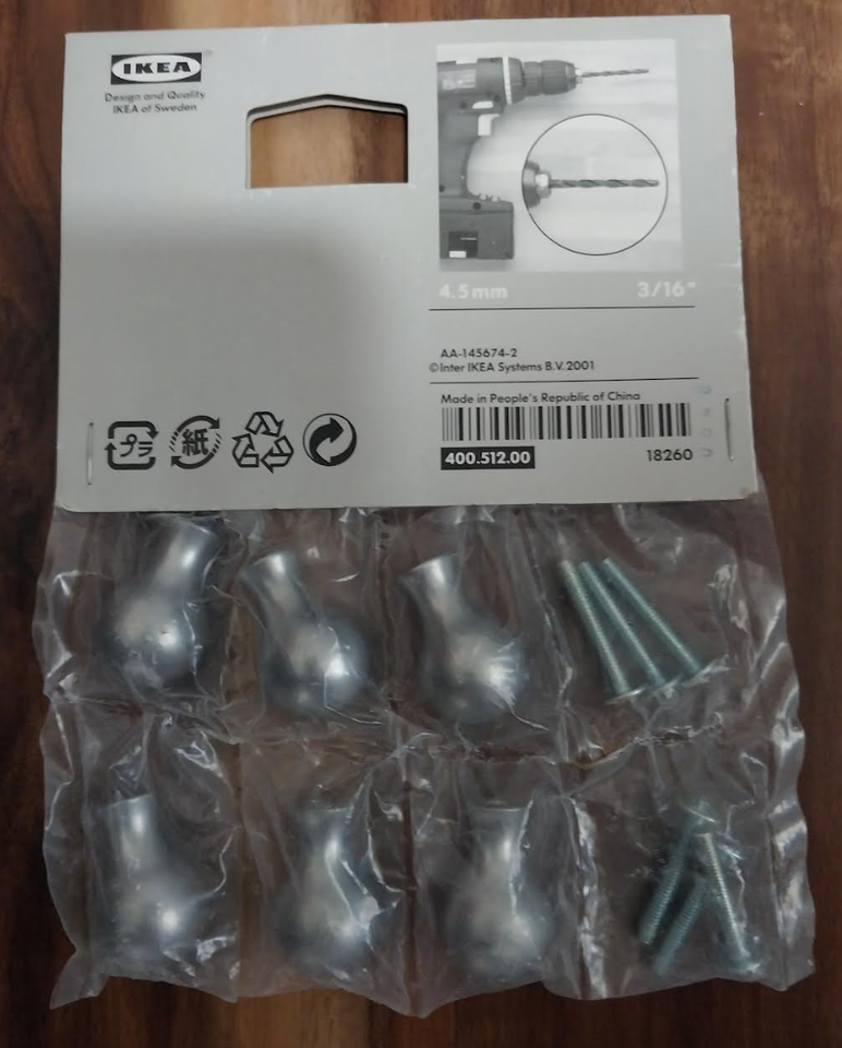 IKEA Kosing Small Silver Kitchen Knobs Drawer Handle Pulls 6 Pack With ...