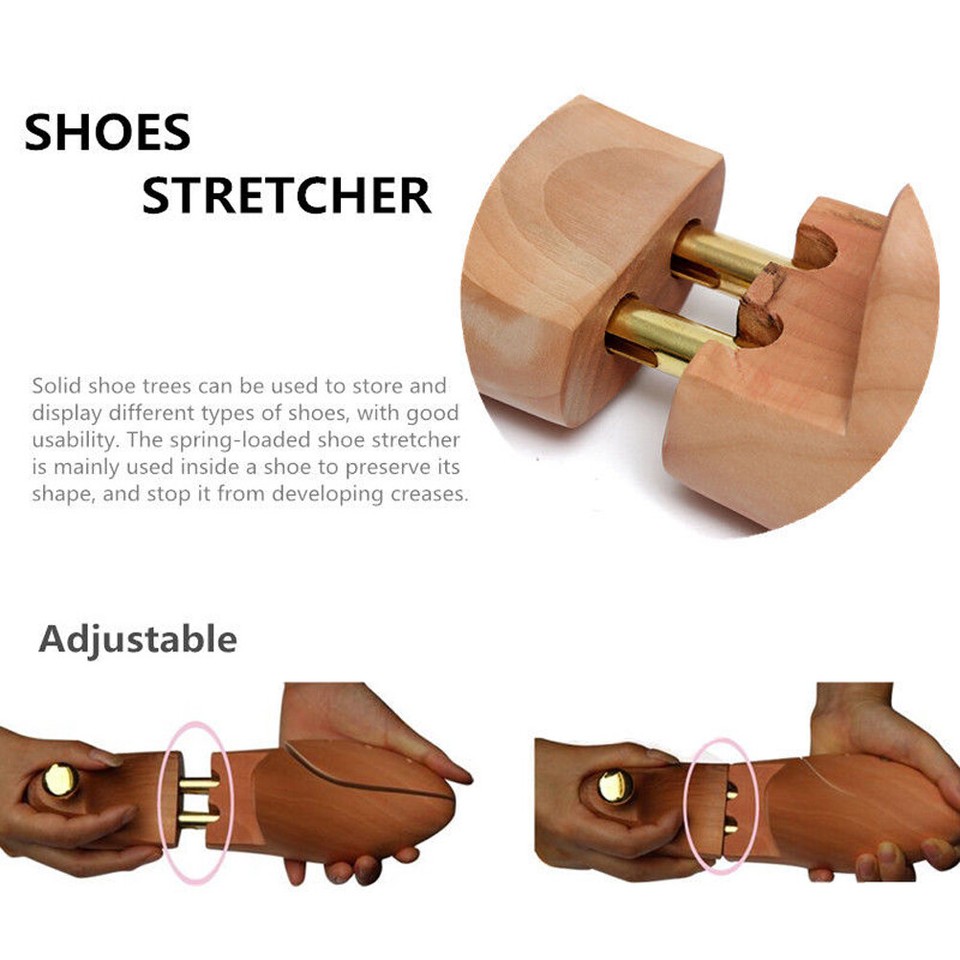 Men Women Shoe Tree Cherry Wood Adjustable Shoes Shaper 2-Way Extender ...