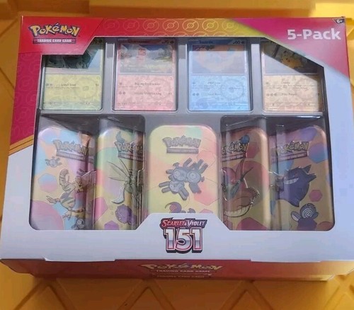 Pokemon TCG 151 Mini Tin 5-Pack Mini Tins w/ 4 Promos Costco Bundle! | eBay