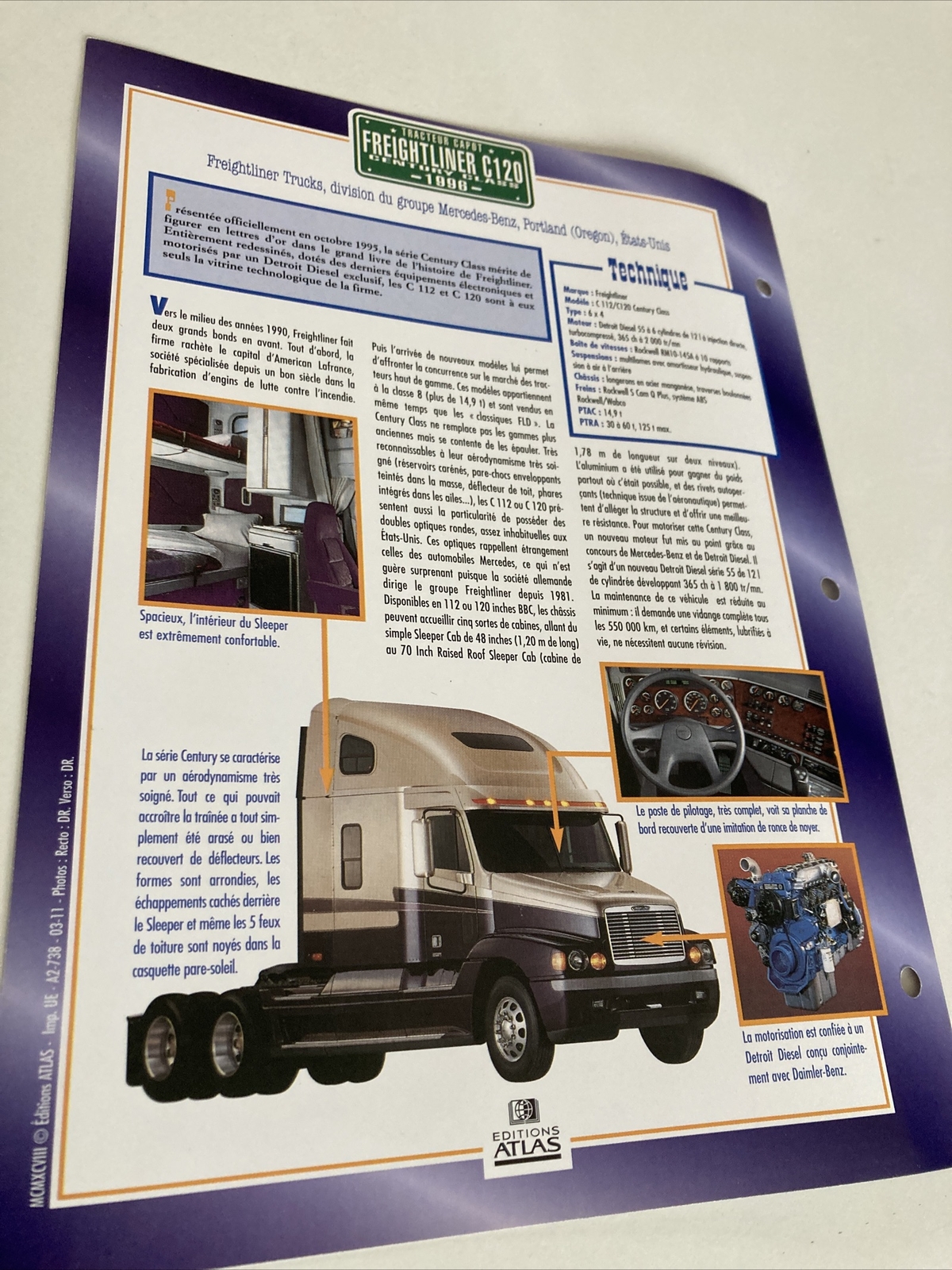 tracteur capot Freightliner C120 century Class 1996 carte passion ...