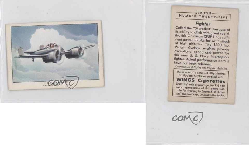 1940-42 Wings Cigarettes Series B T87 US Navy Fighter #25 1md | eBay