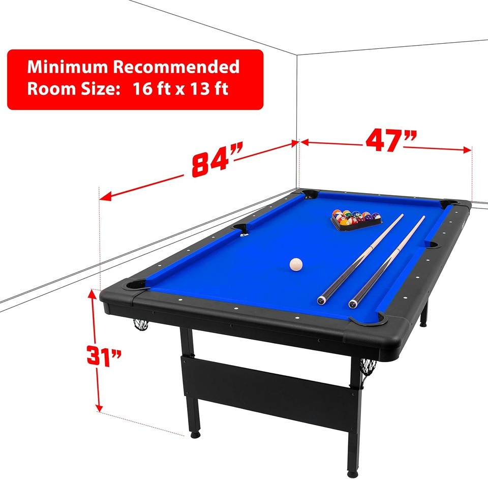 GoSports 6, 7, or 8 ft Billiards Table - Portable Pool 7 ft, 7 Blue | eBay