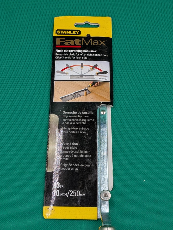 STANLEY FATMAX Flush Cut Backsaw 15-252 10" Reversing Back Hand Saw ...