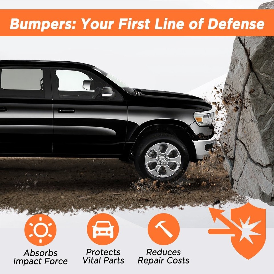 E Coated Black Front Bumper Face Bar W/ Fog Light Holes For Ram 1500 ...