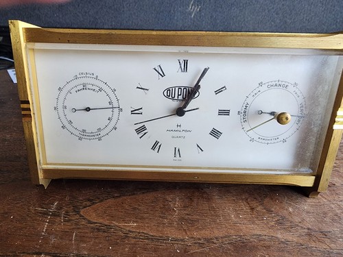 Vintage Dupont Hamilton Advertising Clock Barometer And Thermometer ...