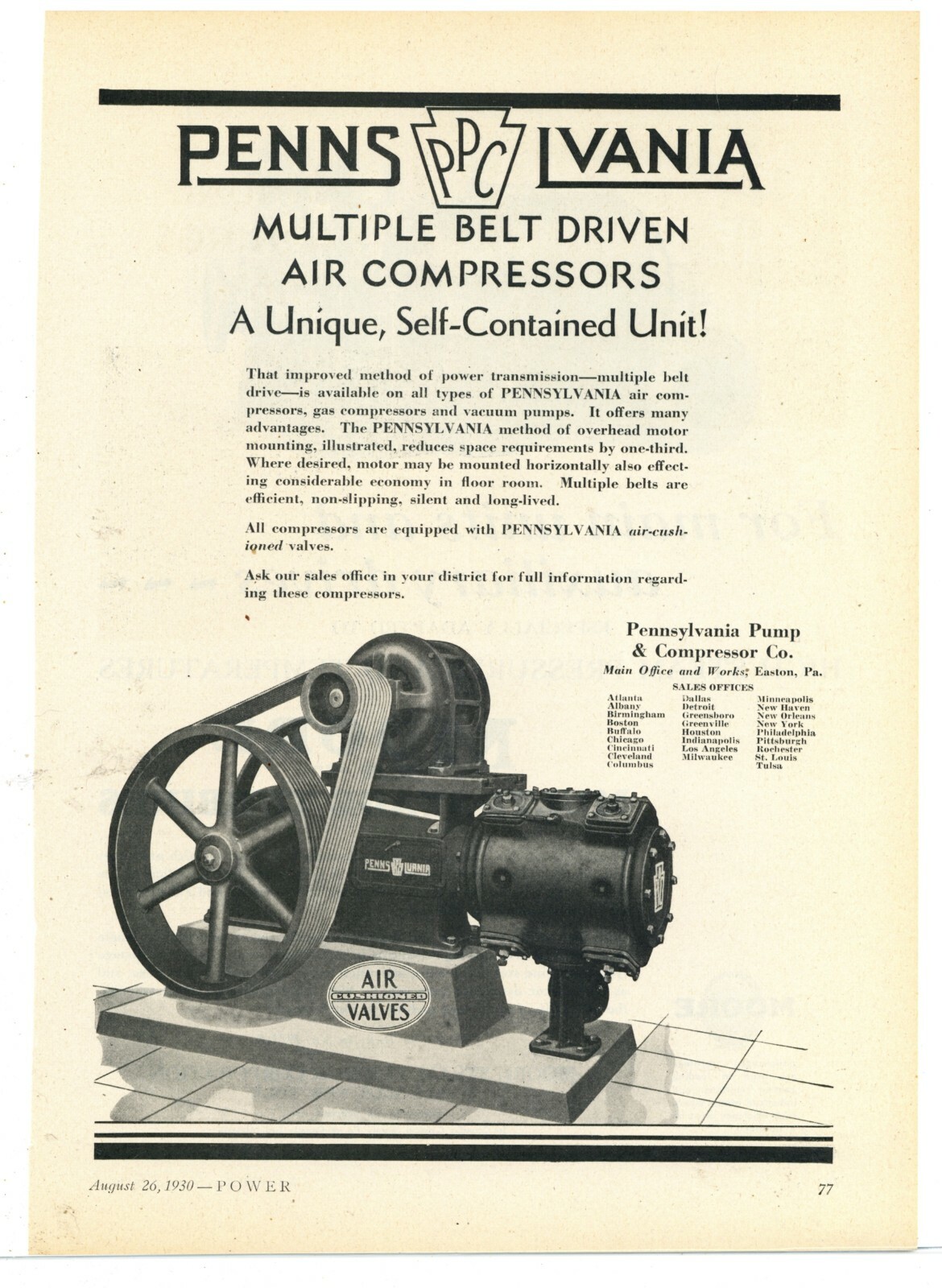 1930 Pennsylvania Pump & Compressor Advertisement: Easton, Pennsylvania ...