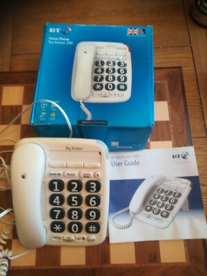 BT British Telecom Home Phone Big Button 200 Corded Telephone + Box ...