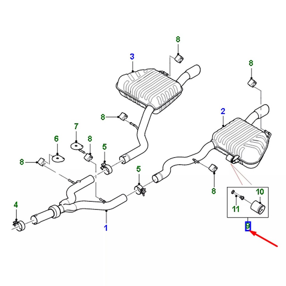 Rear Exhaust Rubber Damper For Jaguar XE XF F-Pace 2.0 Diesel 2016-on ...