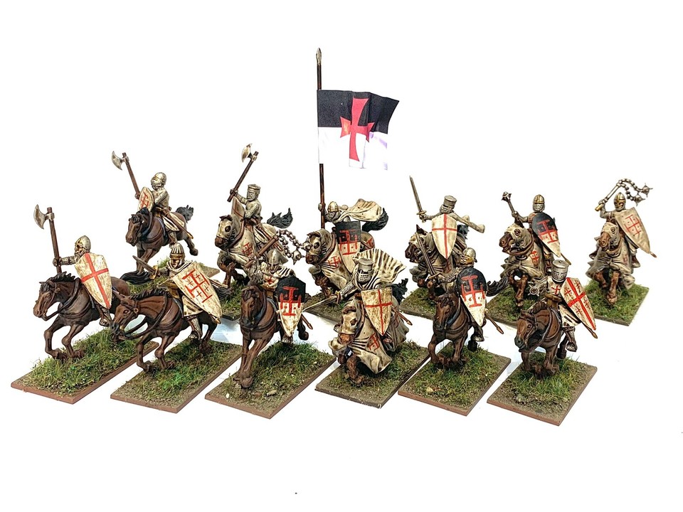 KNIGHTS TEMPLAR MOUNTED ARMY 12 28mm painted historical wargames ...
