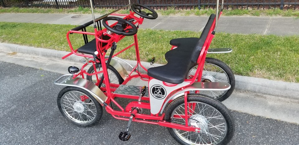 Surrey Bike Single Bench, Red, Beach Surrey Bikes, Quadracycle, 4 wheel ...